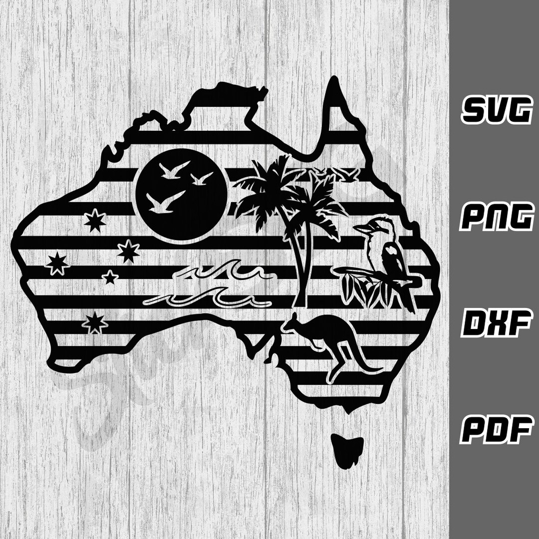 Australia SVG - Png - Dxf - Pdf - Australian Map Svg - Kookaburra Svg ...