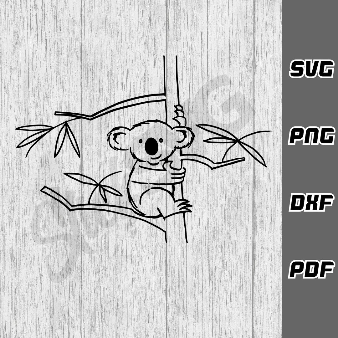Koala on Branch SVG - Png - Dxf - Pdf - Cricut Cut File - Silhouette ...