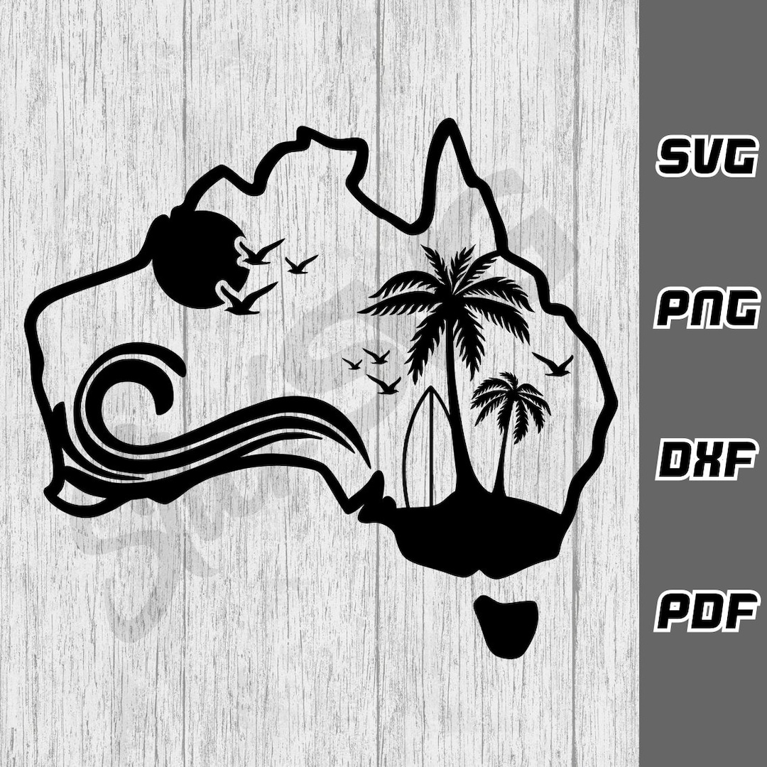 Australian Beach SVG Outline - Png - Dxf - Pdf Australia Beach Svg ...