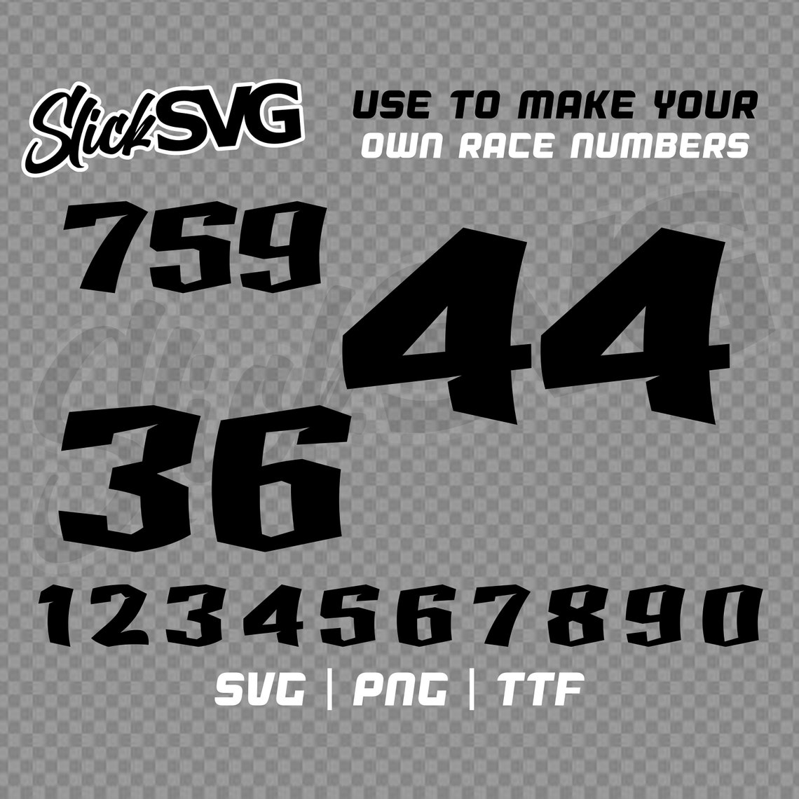 Race Numbers and Font Includes Svg Png Ttf MX Dirtbike Race Car Go Kart ...