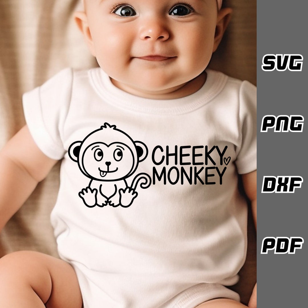 Cheeky Monkey SVG - Png - Dxf - Pdf - Cricut Cut File - Baby Monkey Svg ...