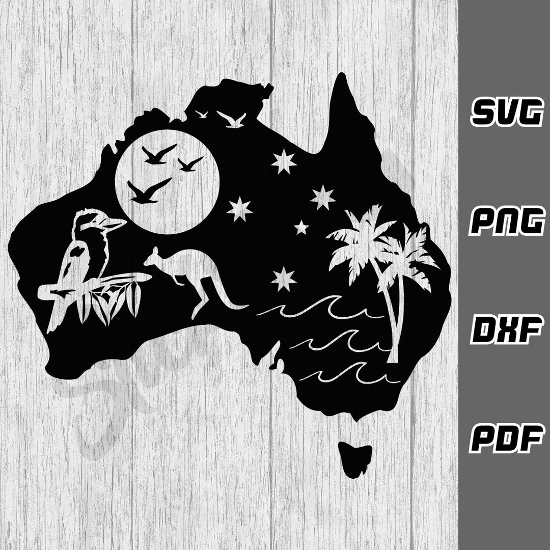 Australia SVG - Png - Dxf - Pdf - Australian Map Svg - Kookaburra Svg ...