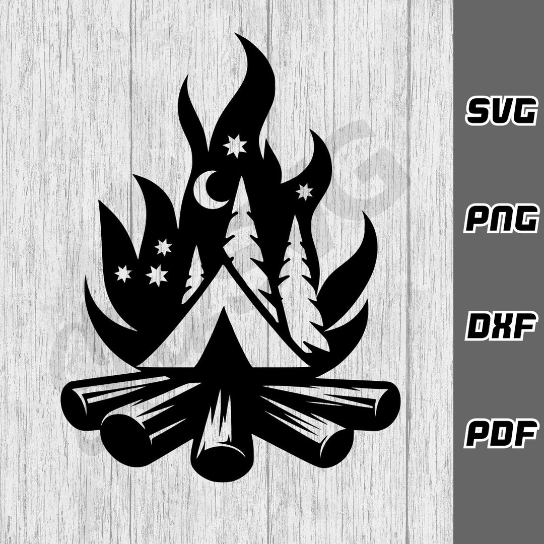 Camp Fire SVG - Png - Dxf - Pdf - Cricut Cut File - Campfire Svg ...