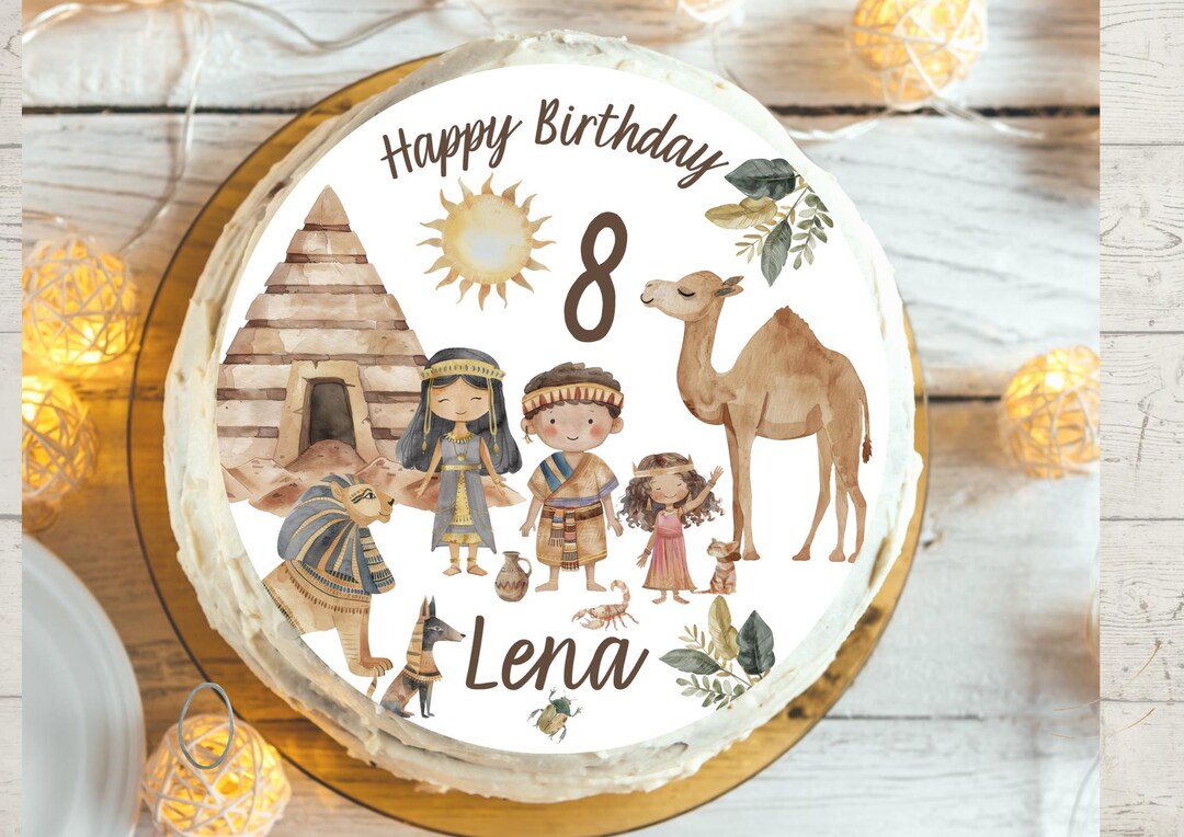 Cake Topper Fondant Birthday Child Sugar Image Girl Egypt Pyramids ...