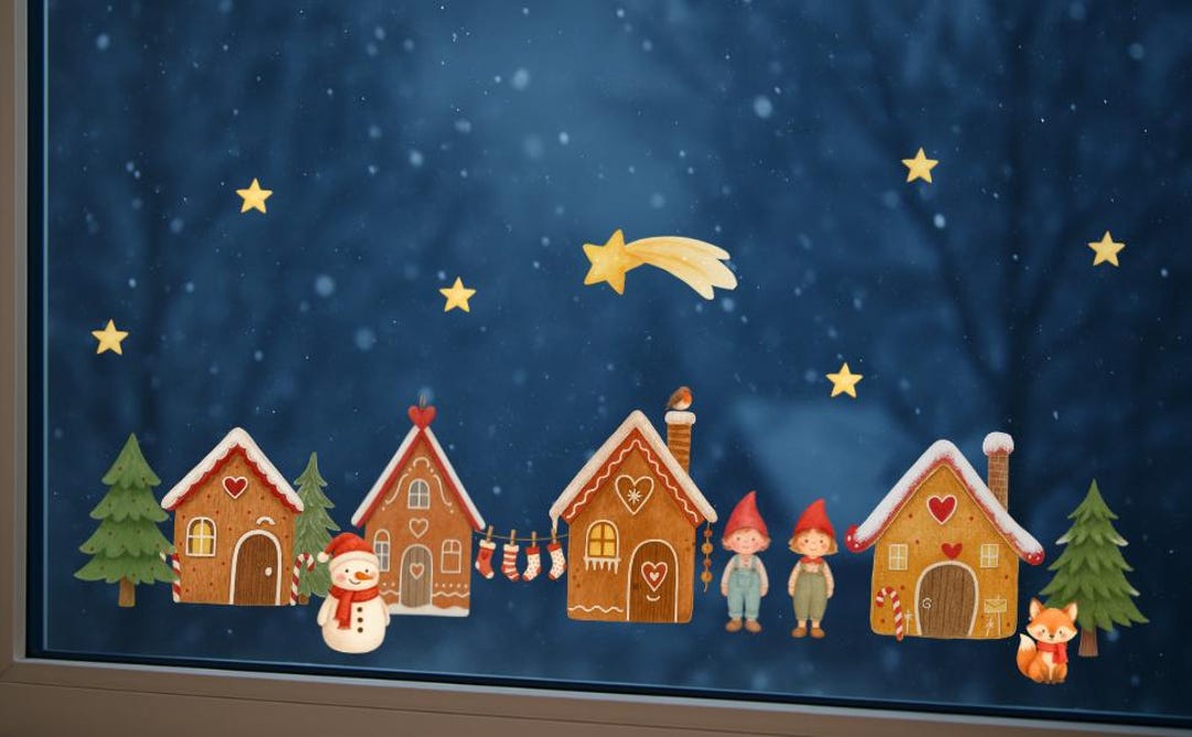 Christmas Window Pictures – Gnome, Gingerbread House & Snowman – Static ...