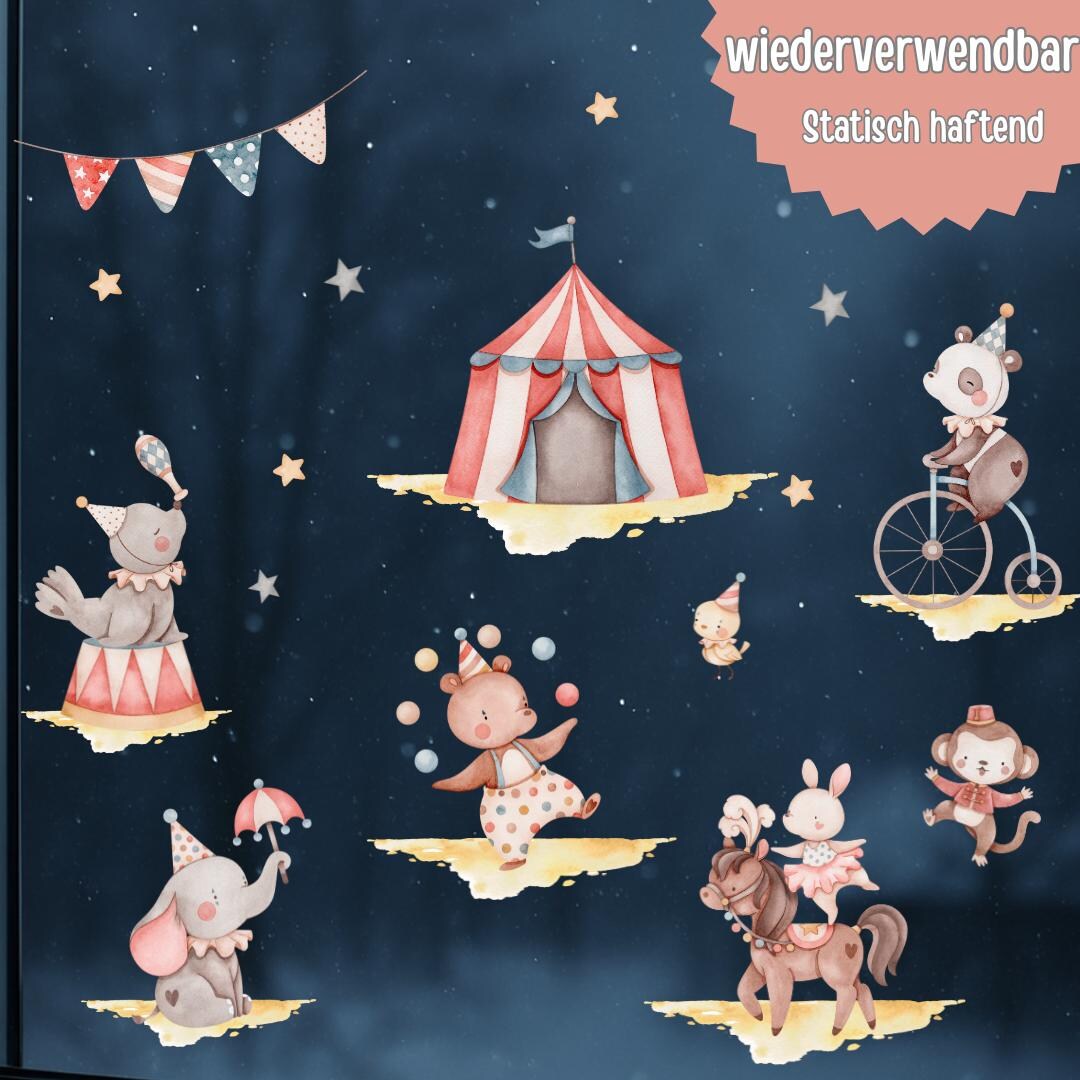 Circus Window Decoration – Window Picture With Circus Animals, Circus ...