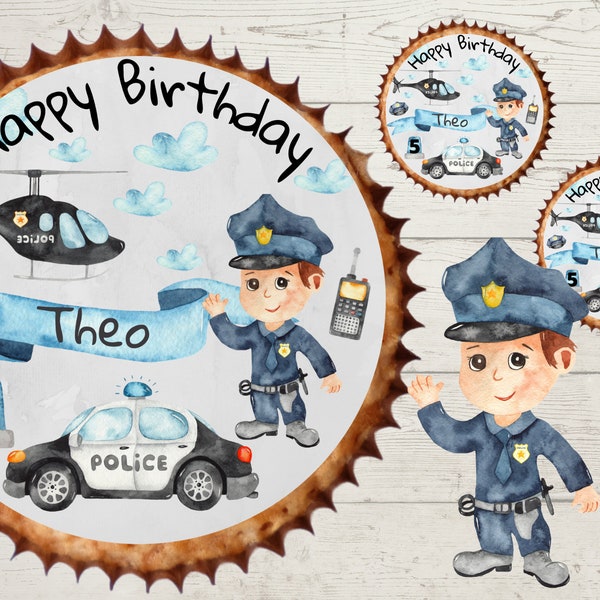 Police Fondant Cupcake Topper - Etsy