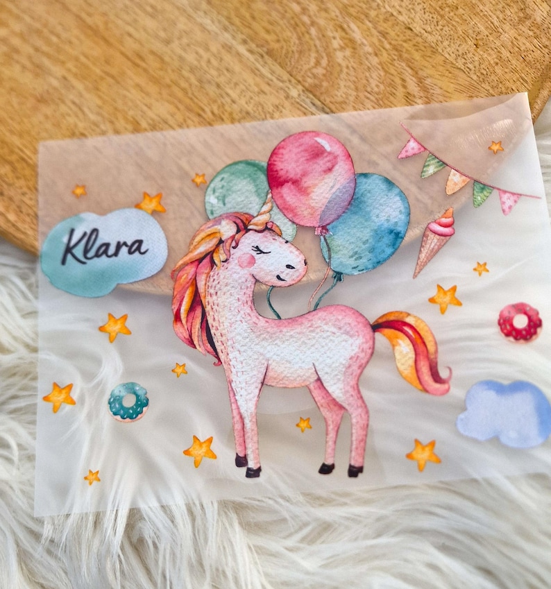 Iron-on Unicorn Transfer With Name & Number – Personalized for Girls ...
