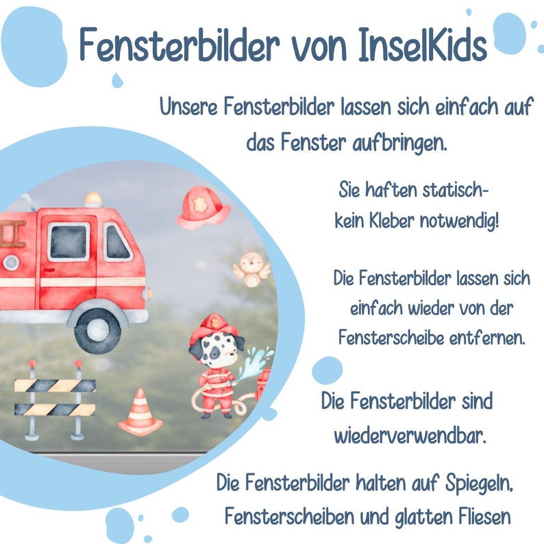 Fire Truck Window Cling – Fire Engine & Fire Dog – Static Cling Window ...