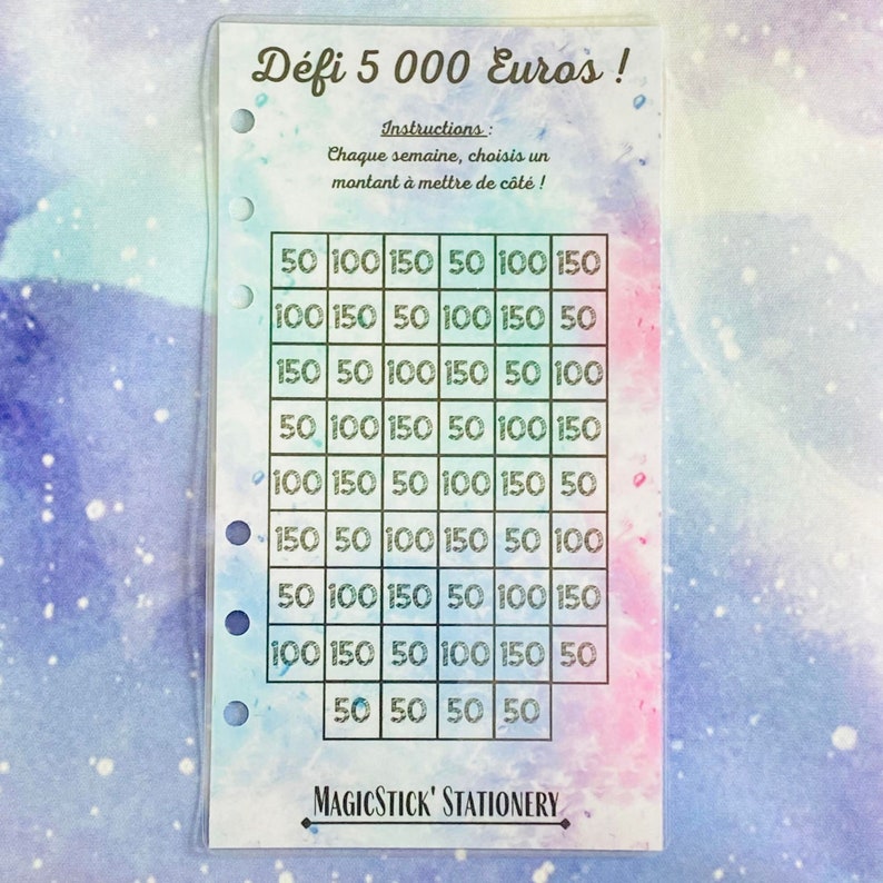 A6 Défi 5000 Euros, Défi Budget Planner, Gestion de Trésorerie, Défis ...