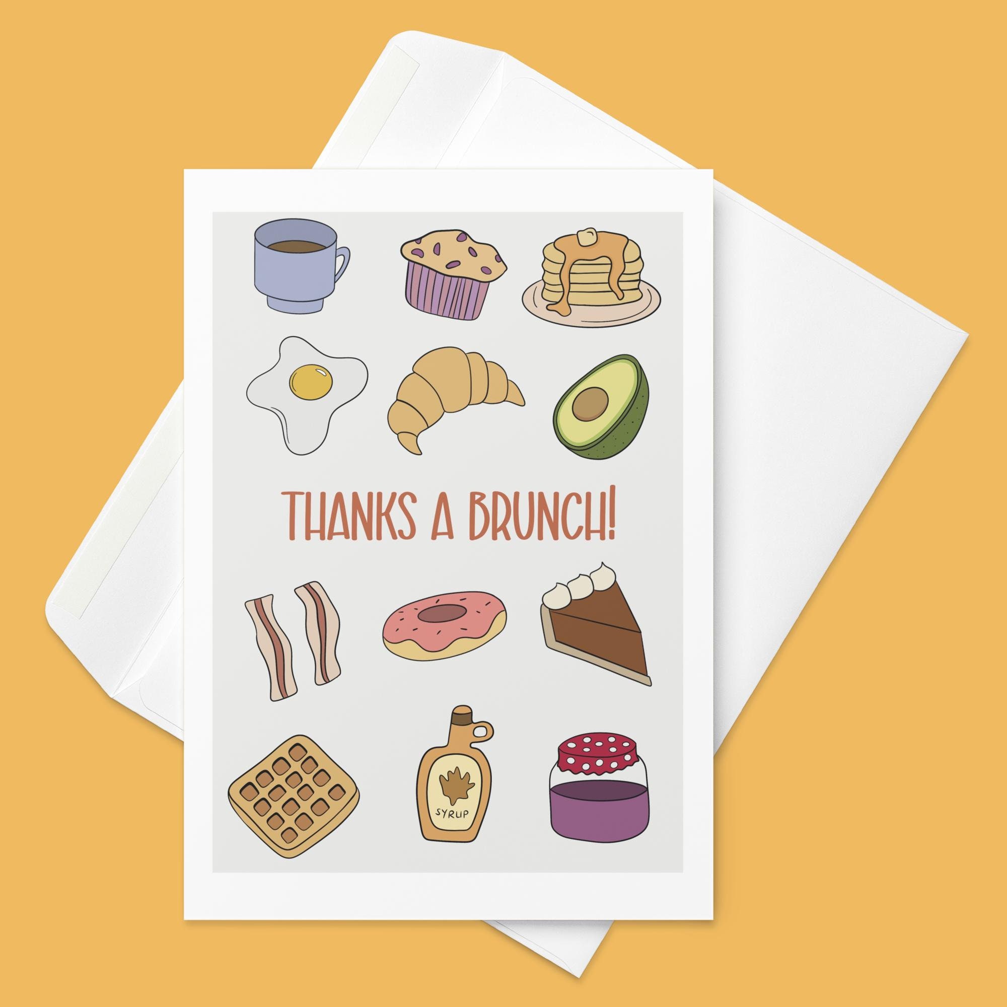 Thank You Card With Brunch Doodles | Appreciation for Brunch Lovers ...