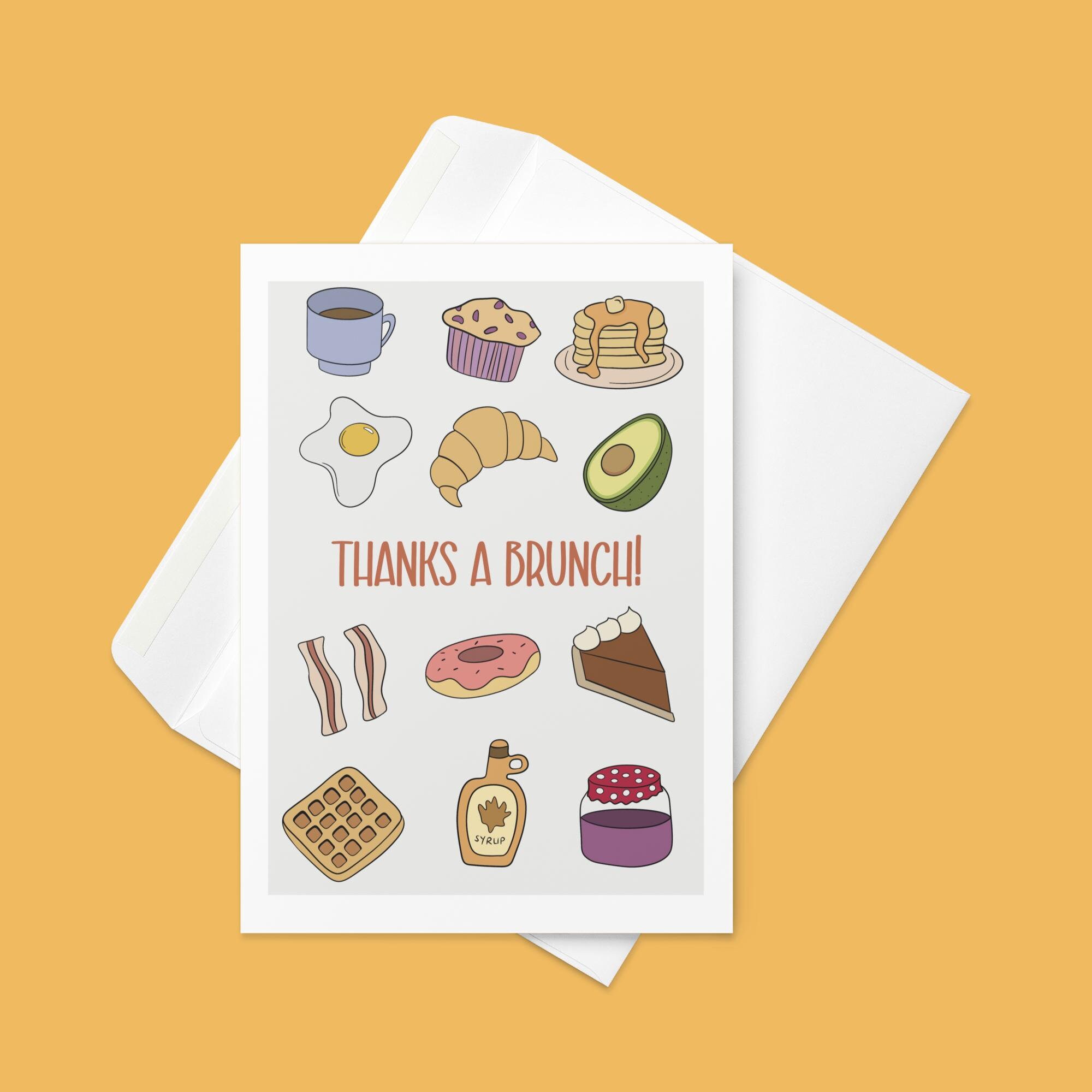 Thank You Card With Brunch Doodles | Appreciation for Brunch Lovers ...