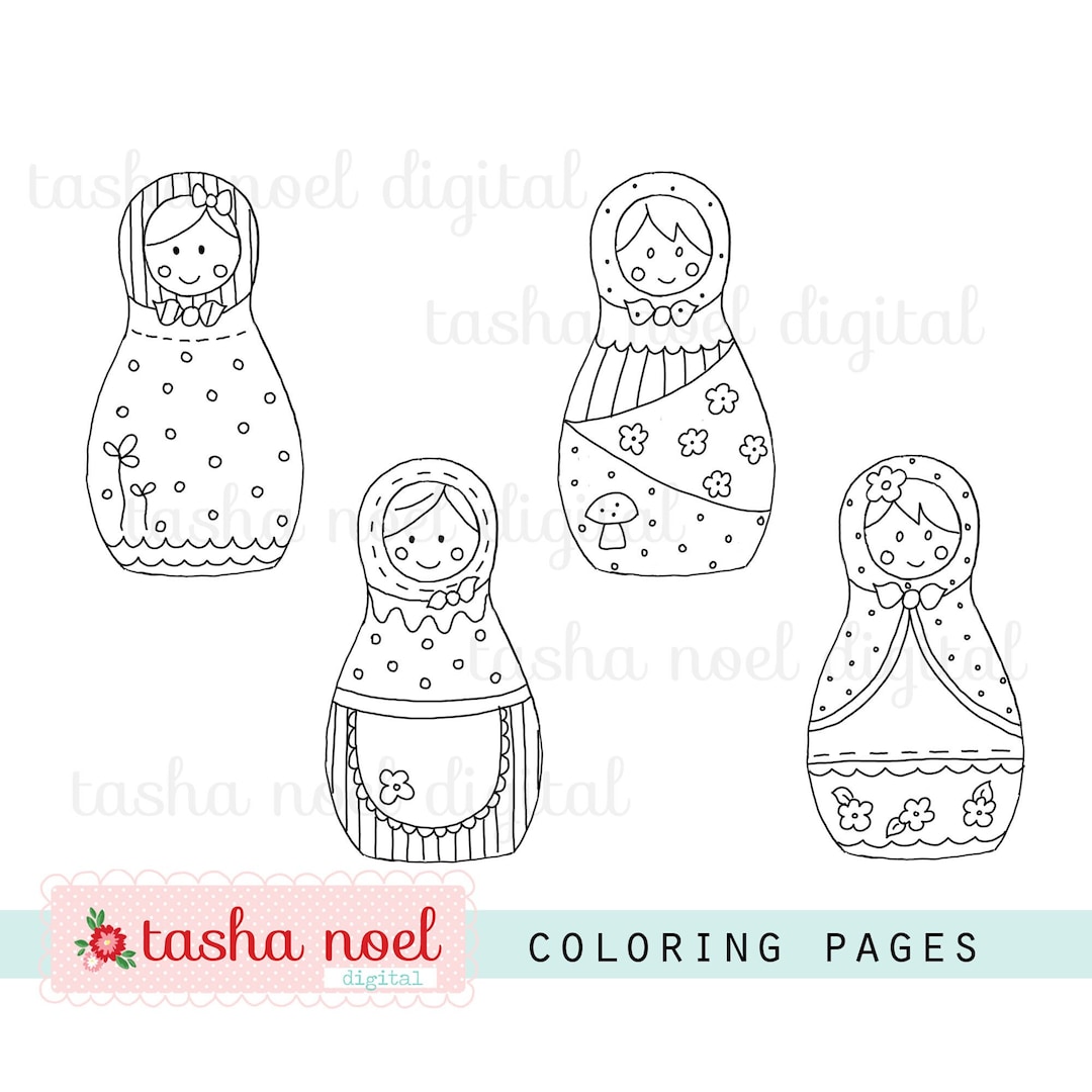 Nesting Doll Coloring Pages, Babushka Printable Coloring Page, Girl ...
