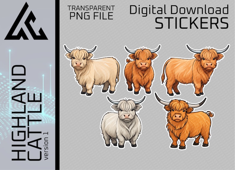 Highland Cattle Stickers Digital Download - Etsy