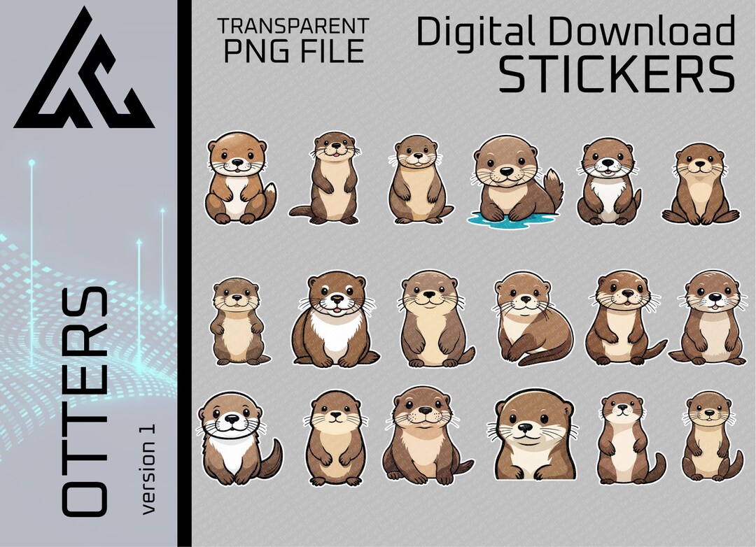 Happy Otters Stickers Digital Download - Etsy