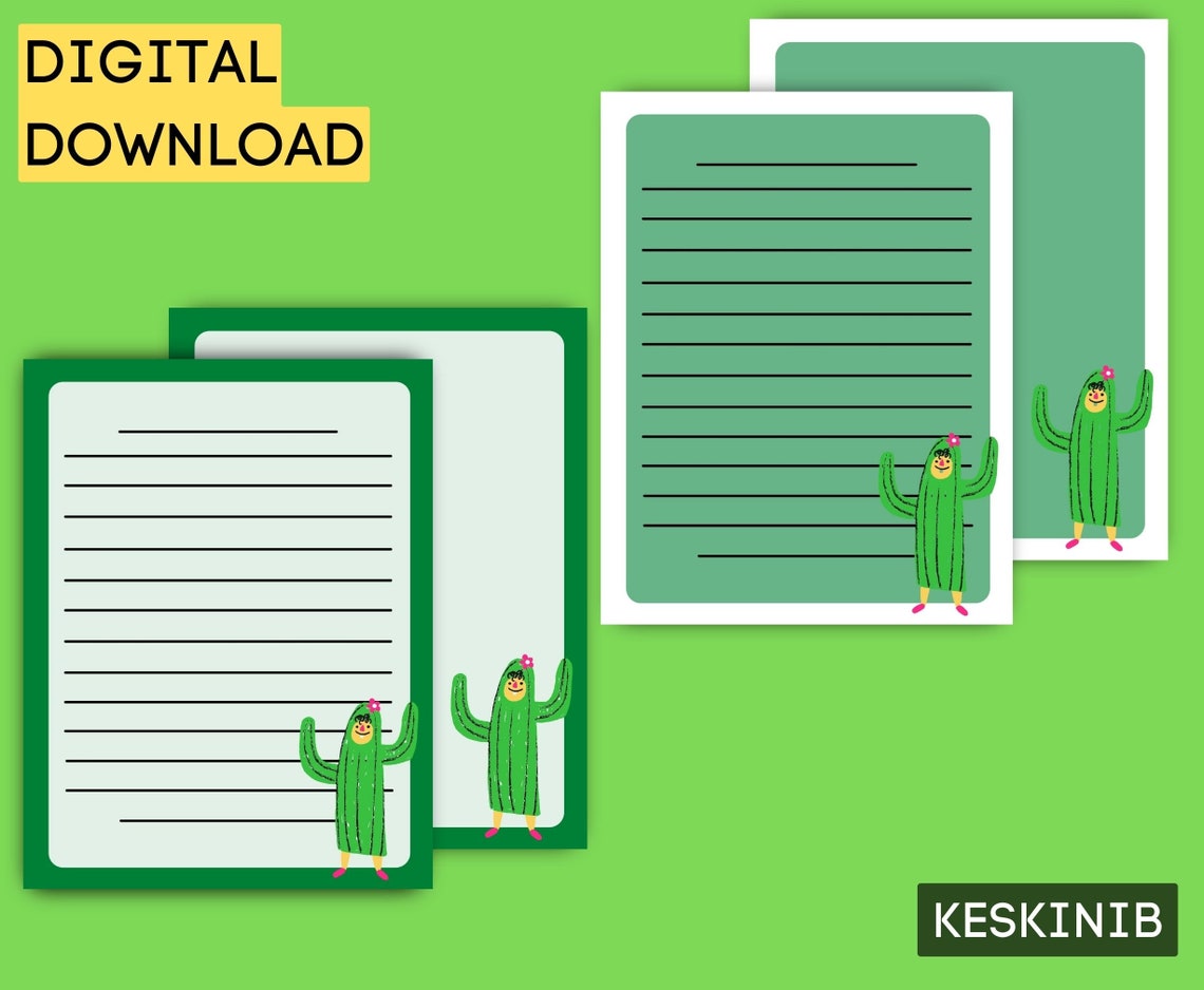 Printable Stationery Set US Letter Size PDF, Instant Download ...