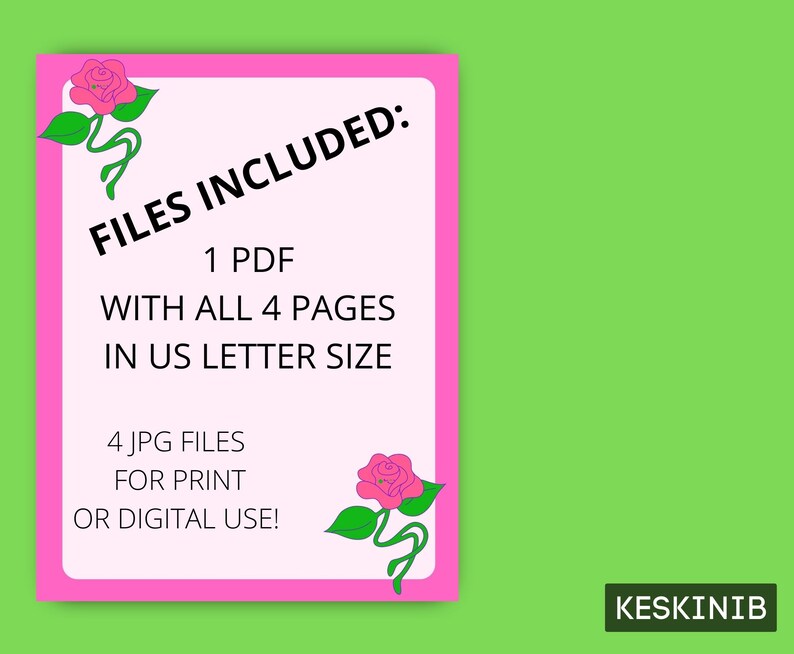 Printable Stationery Set US Letter Size PDF, Instant Download ...