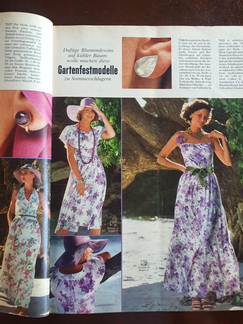 6/1975 Burda Moden, Burda 1970s, Vintage Sewing Patterns, Vintage Burda Fashion, 1970s Sewing ...