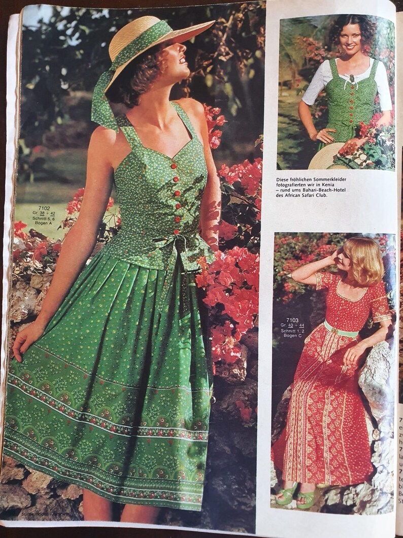 6/1975 Burda Moden, Burda 1970s, Vintage Sewing Patterns, Vintage Burda Fashion, 1970s Sewing ...