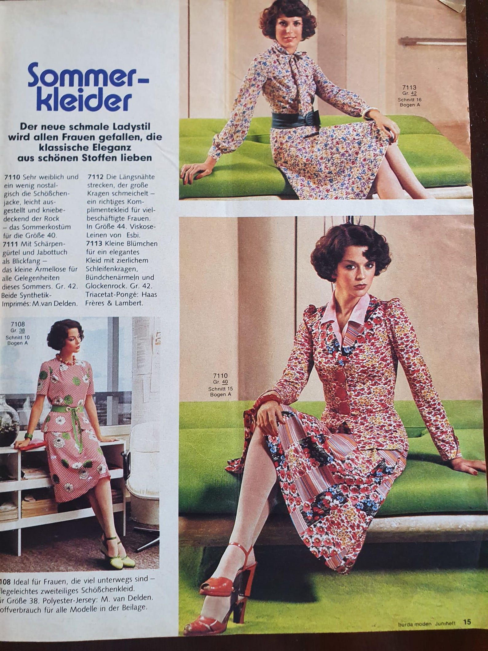 6/1975 Burda Moden, Burda 1970s, Vintage Sewing Patterns, Vintage Burda Fashion, 1970s Sewing ...