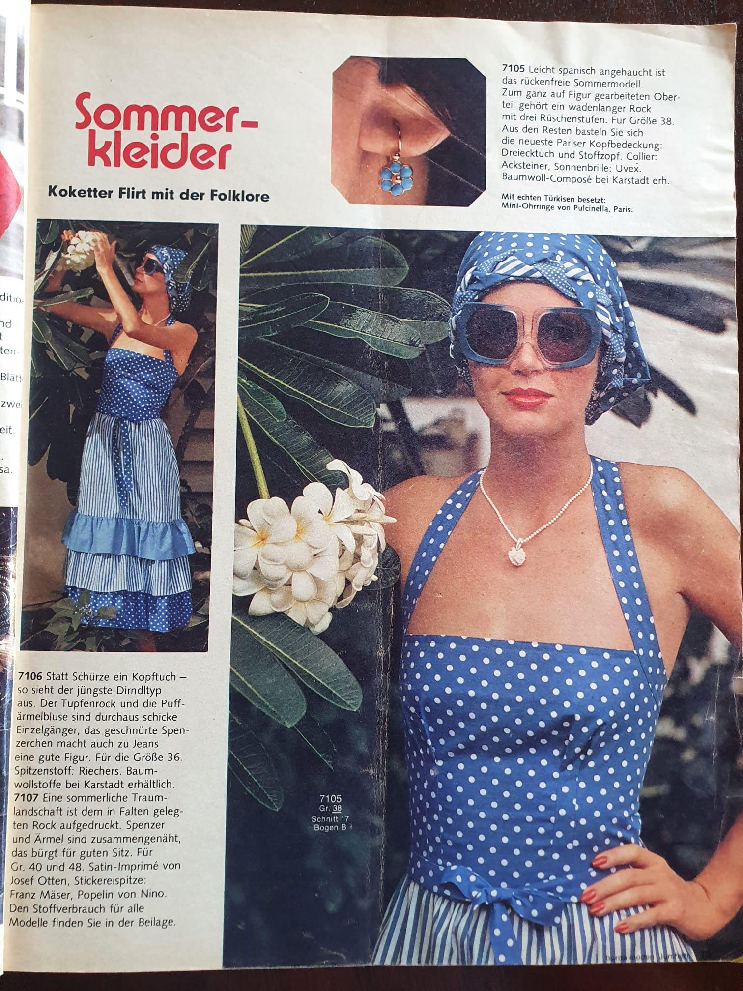 6/1975 Burda Moden, Burda 1970s, Vintage Sewing Patterns, Vintage Burda Fashion, 1970s Sewing ...