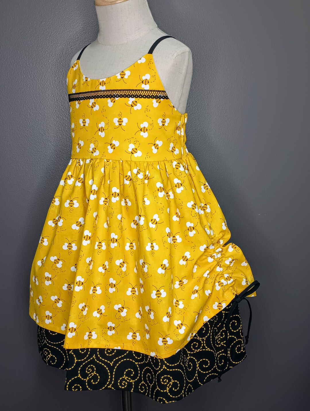 Bee Dress, Yellow Bee Dress, Yellow Bees, Black and Yellow, Bee Pattern ...