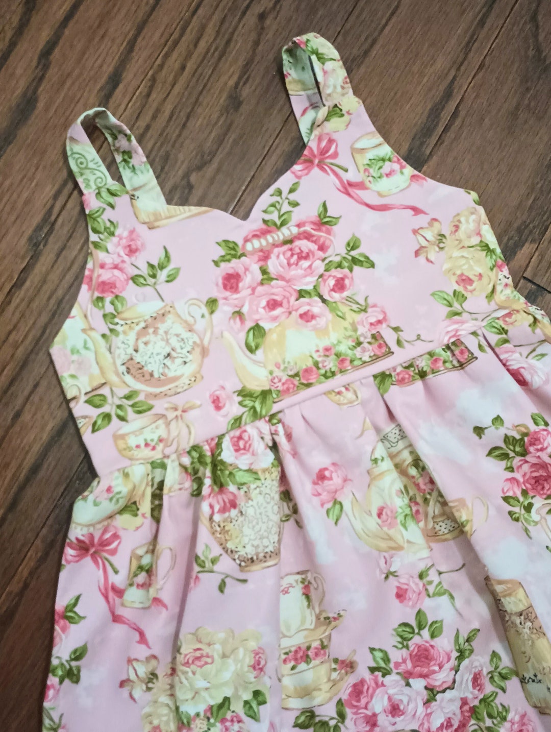 Tea Themed Dress, Girl's Tea Dress, Birthday Dress, Pink Dress, Tea ...