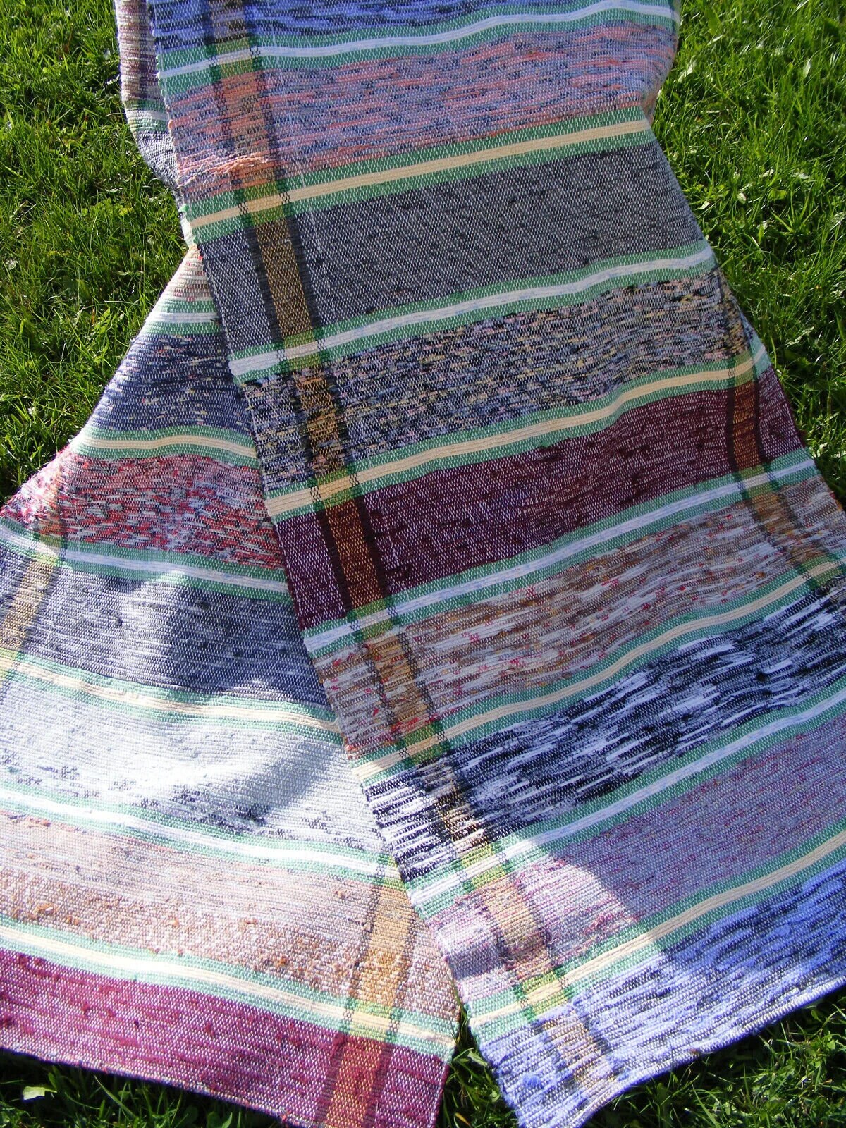 1940s Antique Vintage French Canadian Eco-laundered Rag Rug Runner Hand ...