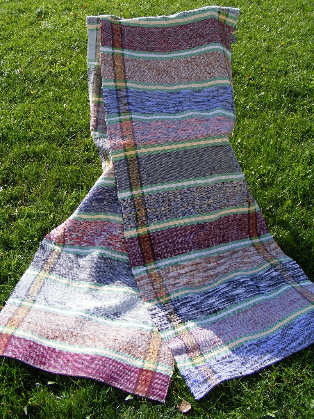 1940s Antique Vintage French Canadian Eco-laundered Rag Rug Runner Hand ...