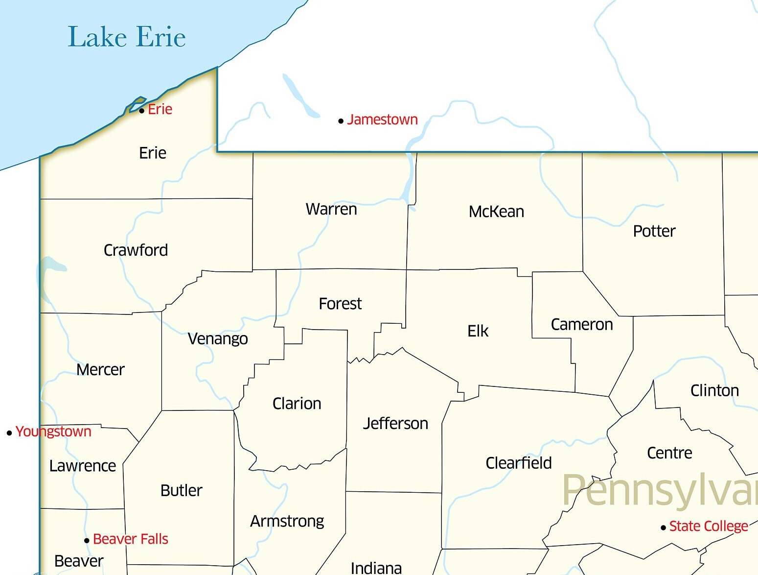 High Resolution Digital Color Map of the Counties of the State - Etsy