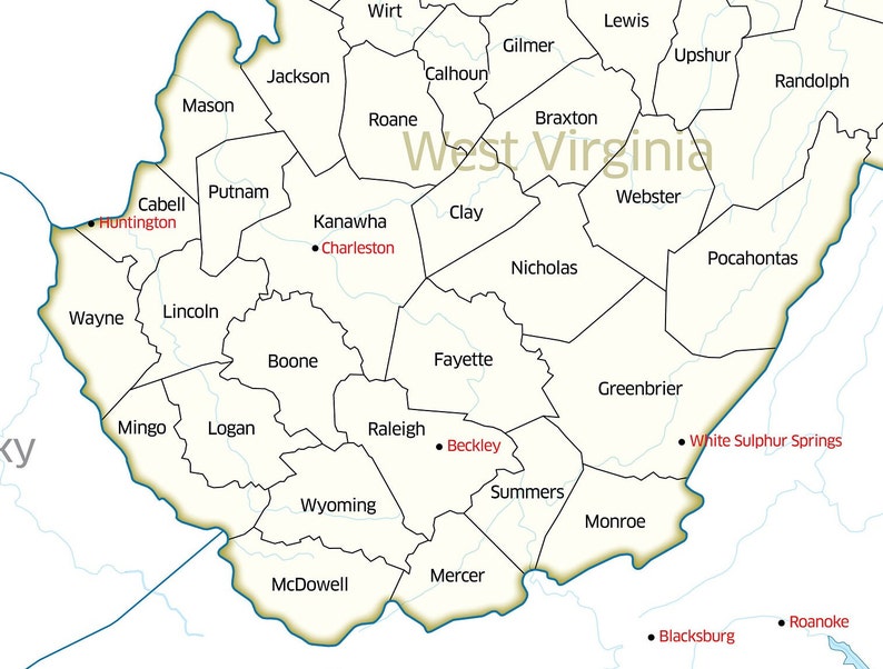 High Resolution Digital Color Map of the State of West Virginia ...
