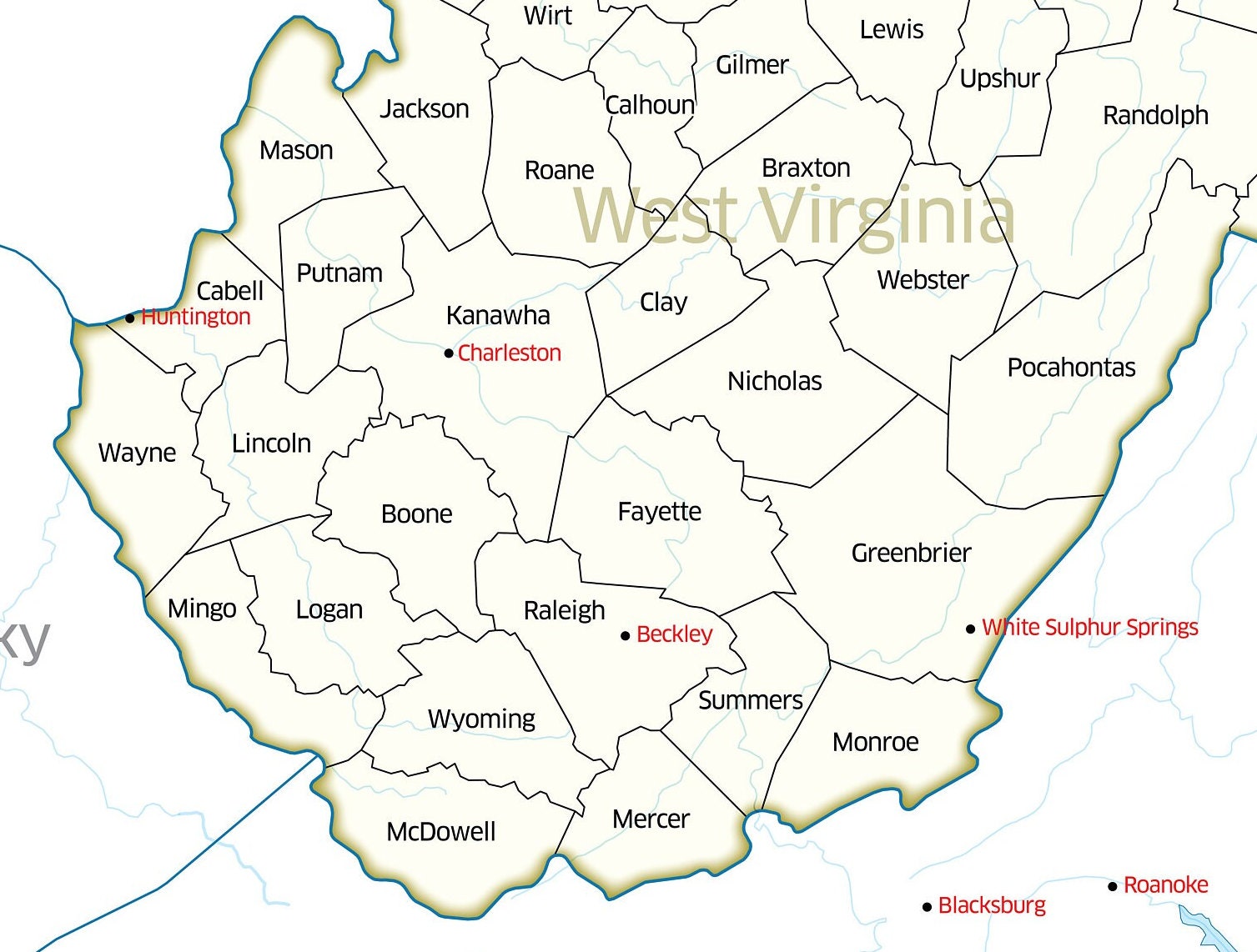High Resolution Digital Color Map of the State of West Virginia ...