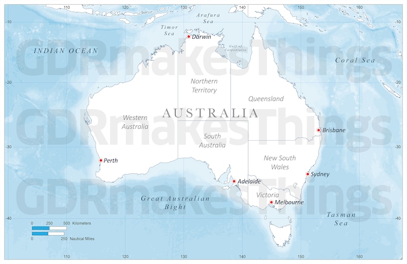 Digital Map of Australia for Download High-resolution Map for Self ...