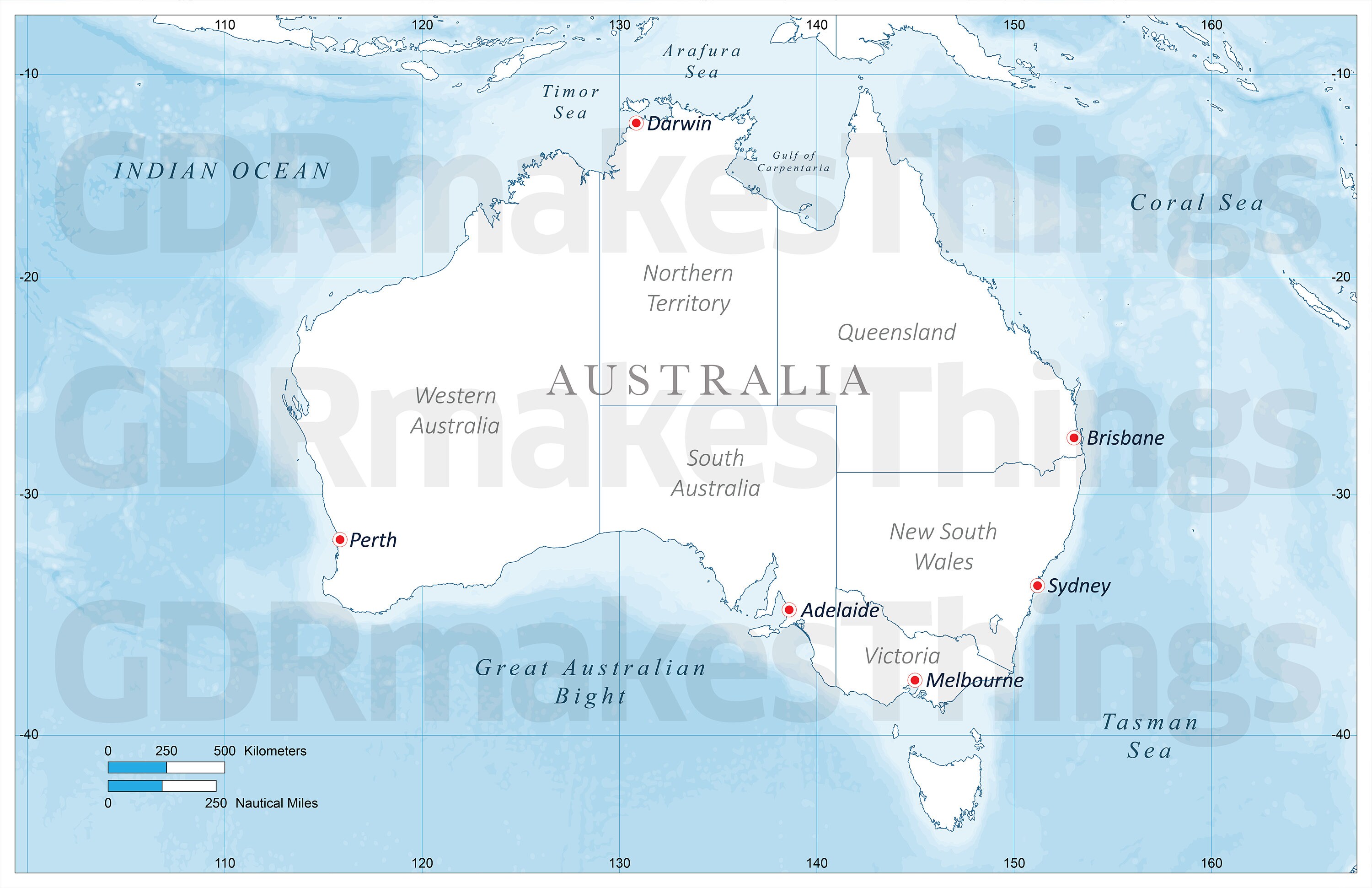 Digital Map of Australia for Download High-resolution Map for Self ...