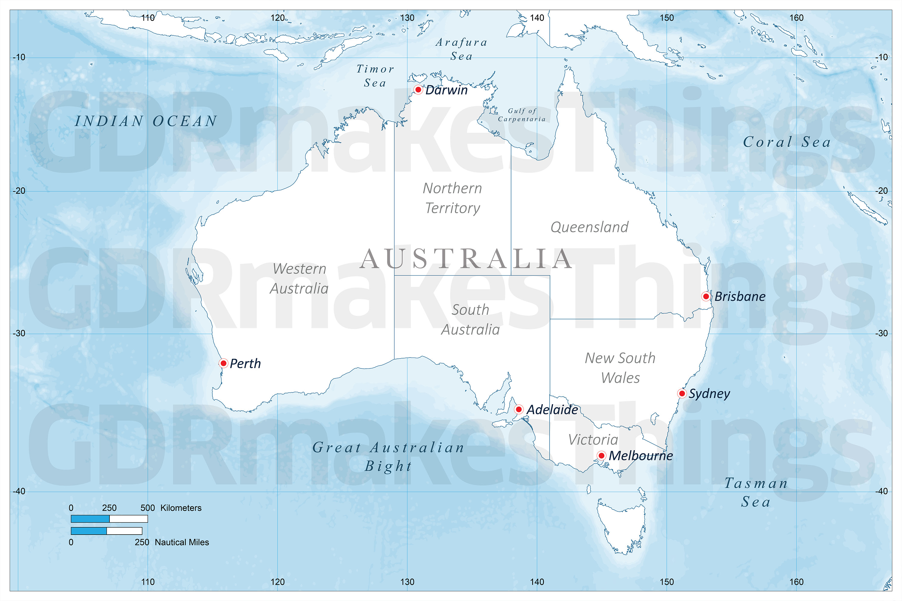 Digital Map of Australia for Download High-resolution Map for Self ...
