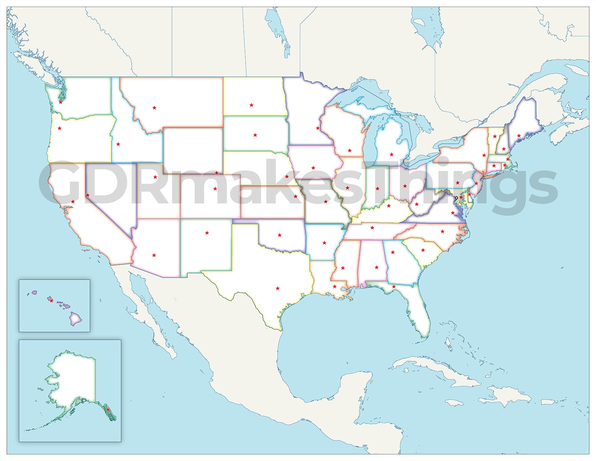 Blank Map of the United States for Education/learning Purposes ...