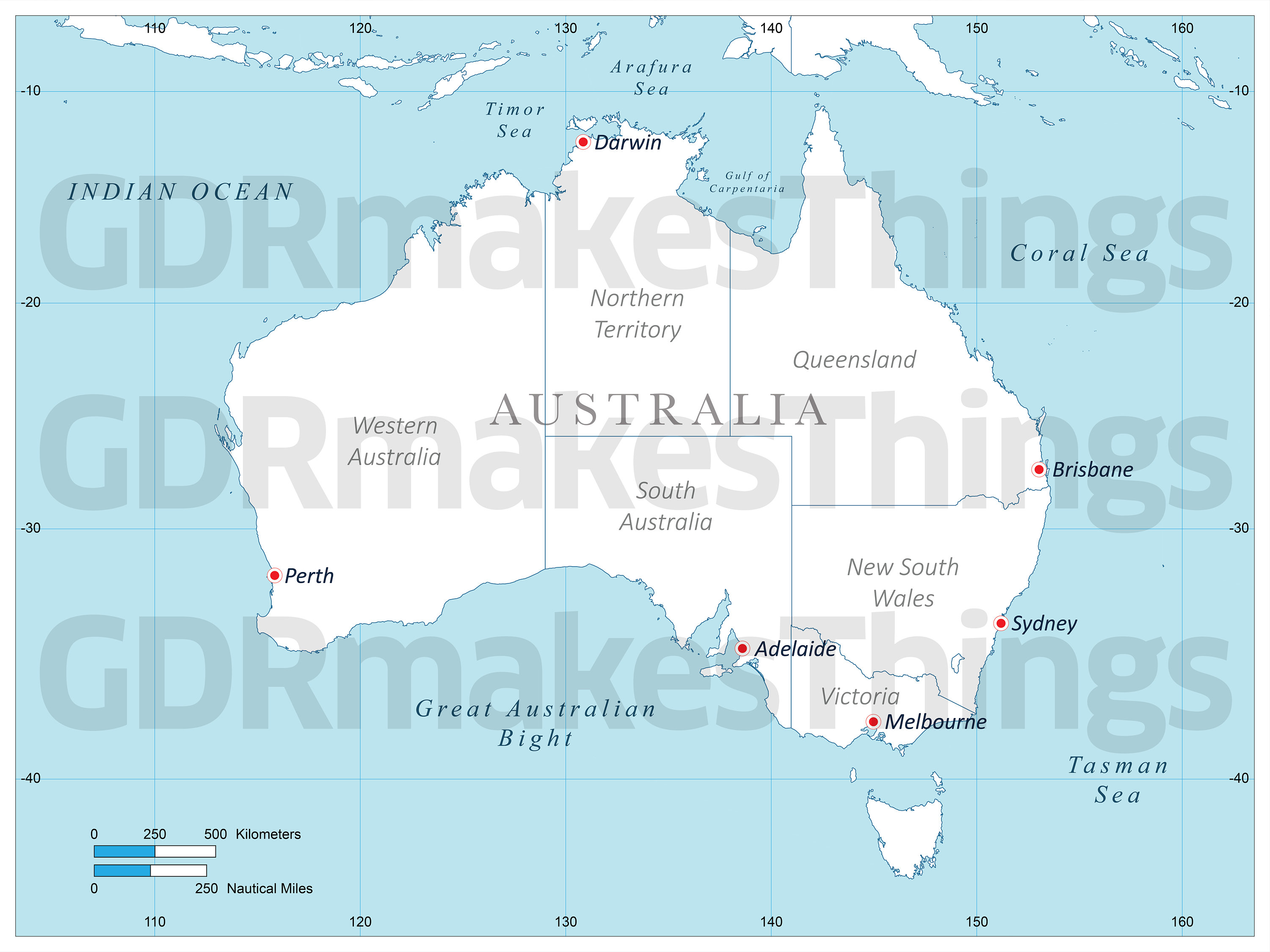 Digital Map of Australia for Download | High-resolution Map for Self ...