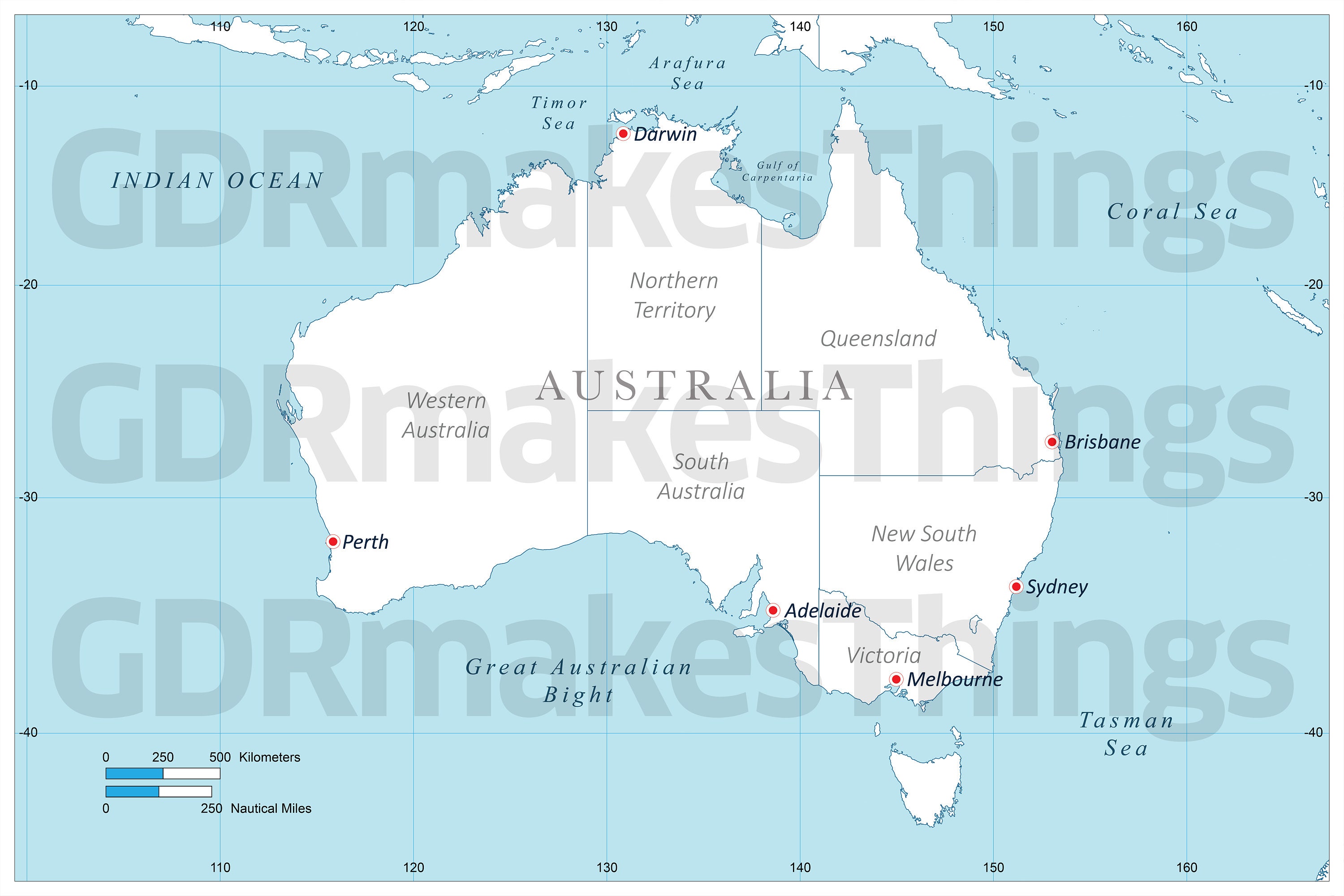 Digital Map of Australia for Download High-resolution Map for Self ...