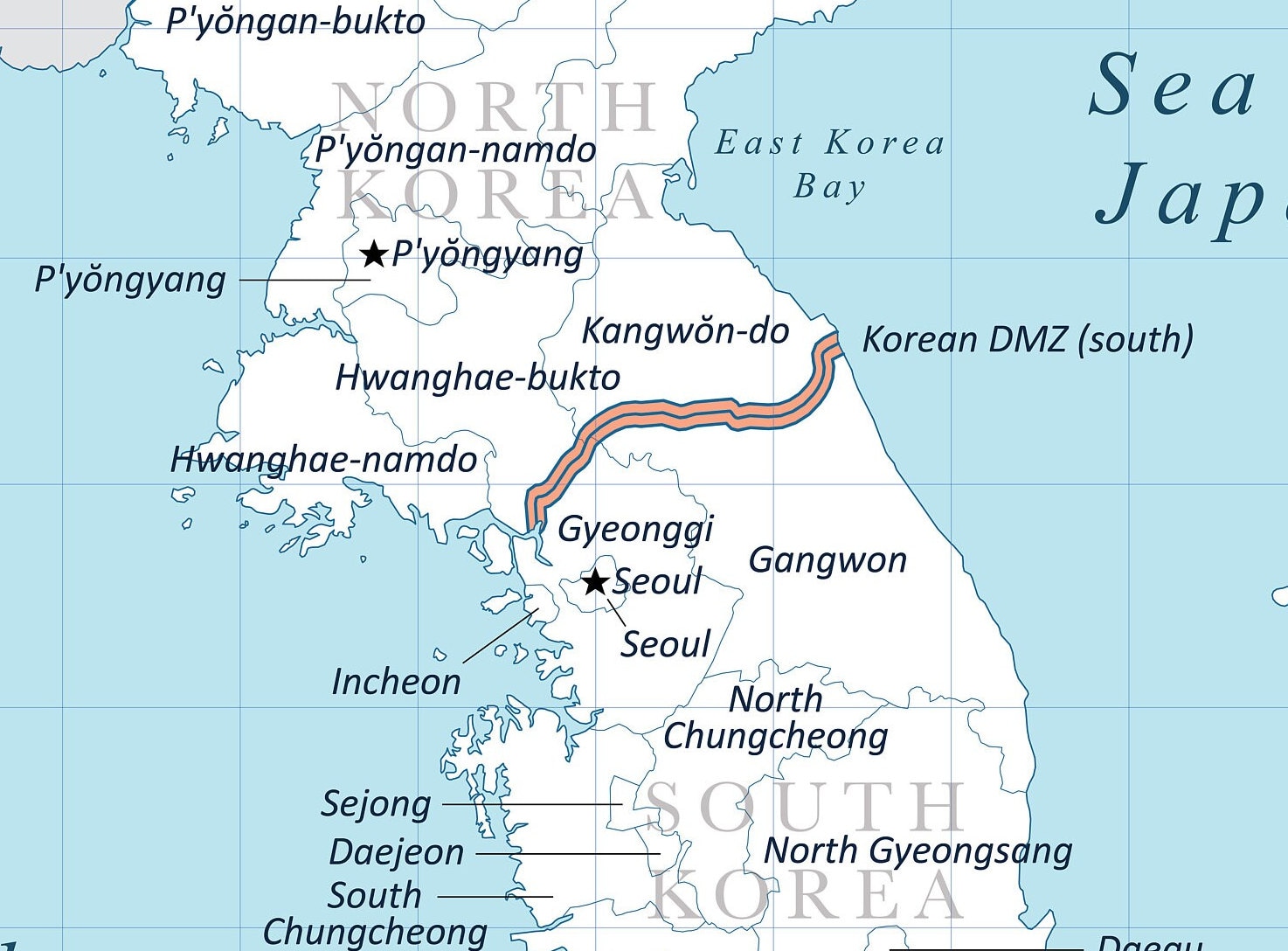 High Resolution Digital Color Map of South Korea, Includes Country ...