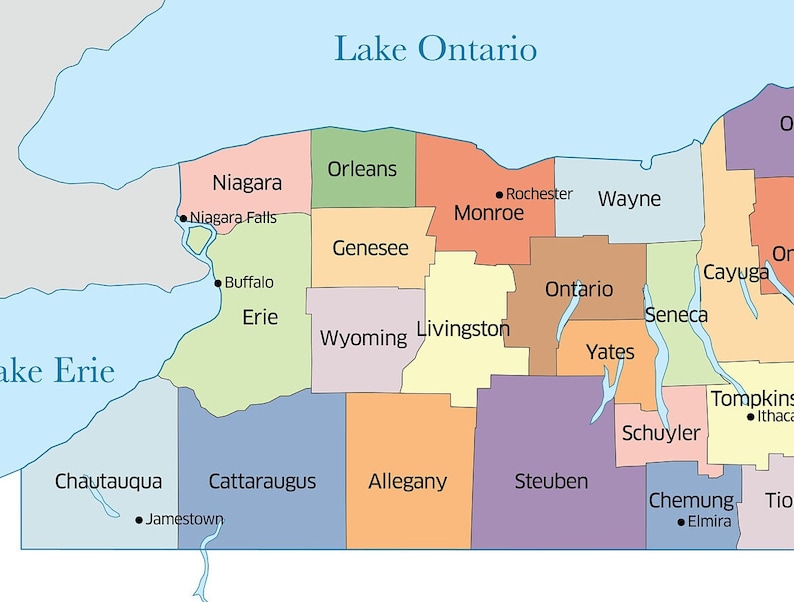 High Resolution Digital Color Map of the Counties of the State of New ...