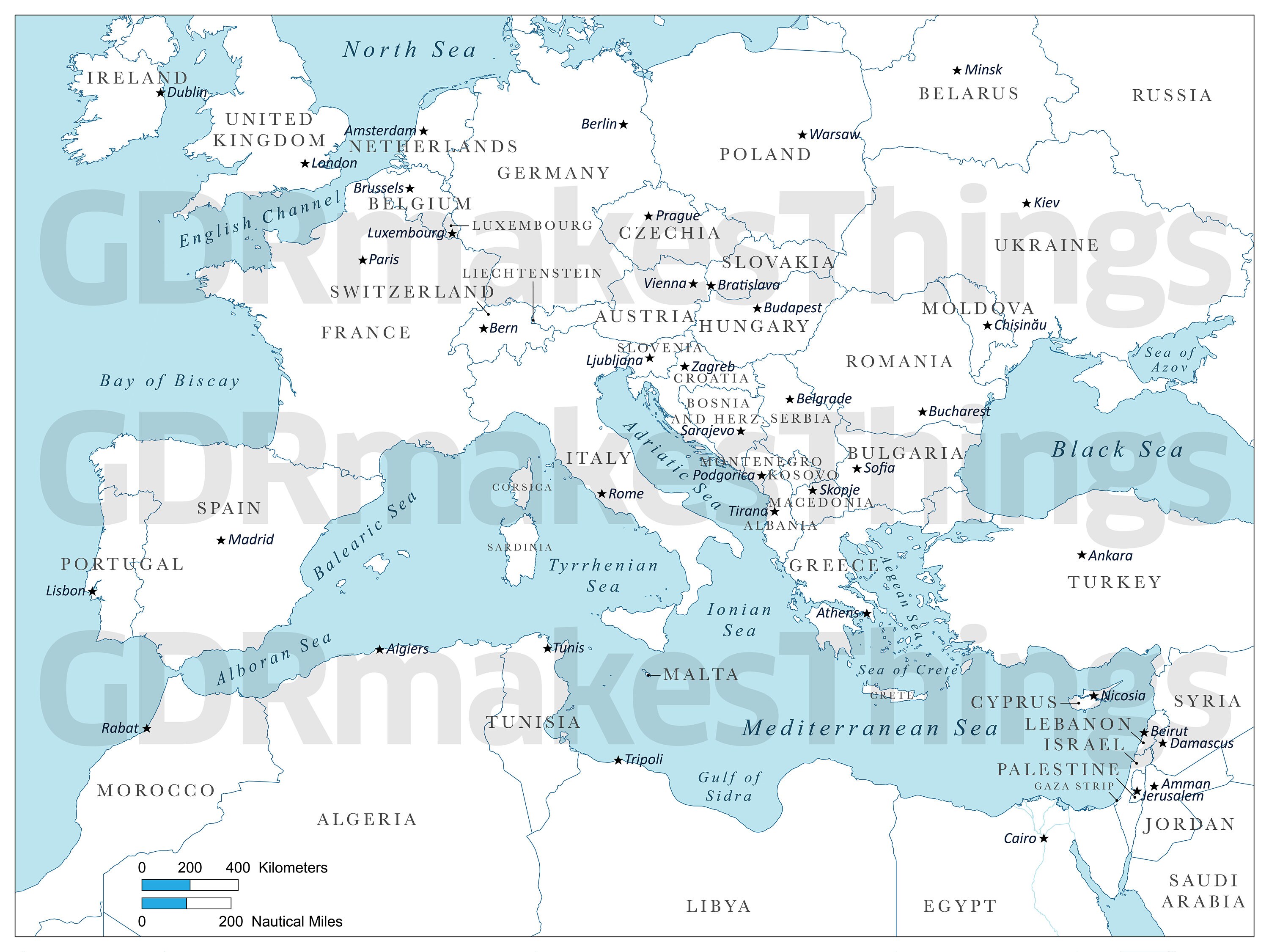 High Resolution Digital Color Map of the Mediterranean Sea and ...