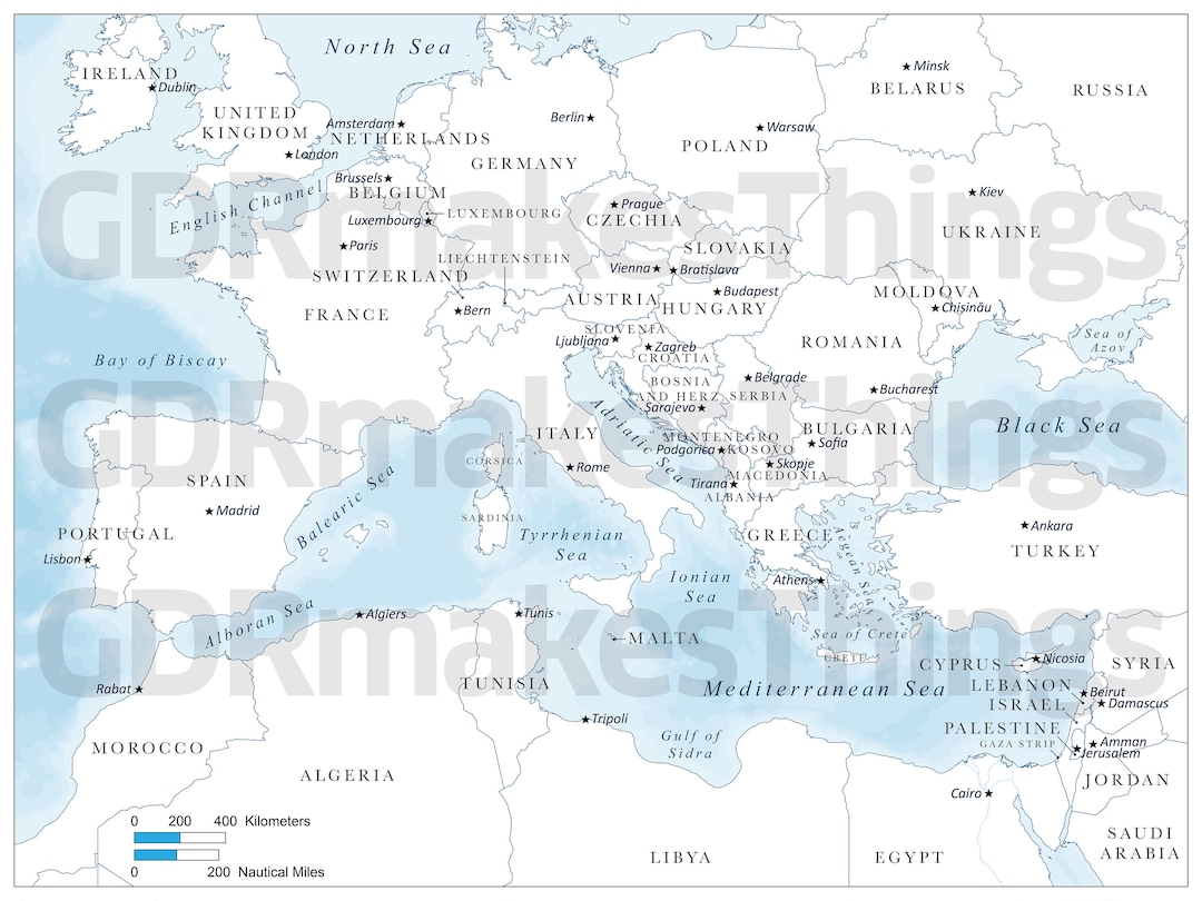 High Resolution Digital Color Map of the Mediterranean Sea and ...