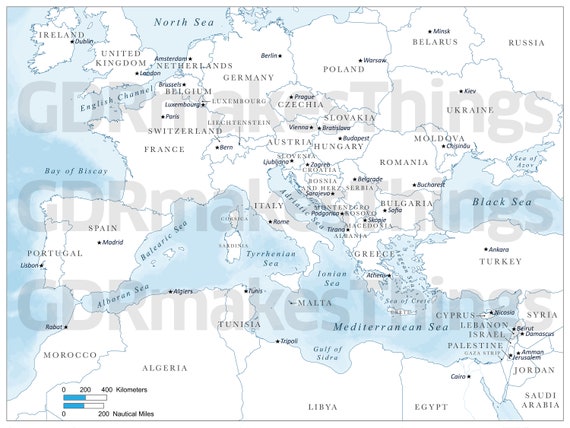 Blank Mediterranean Sea Map