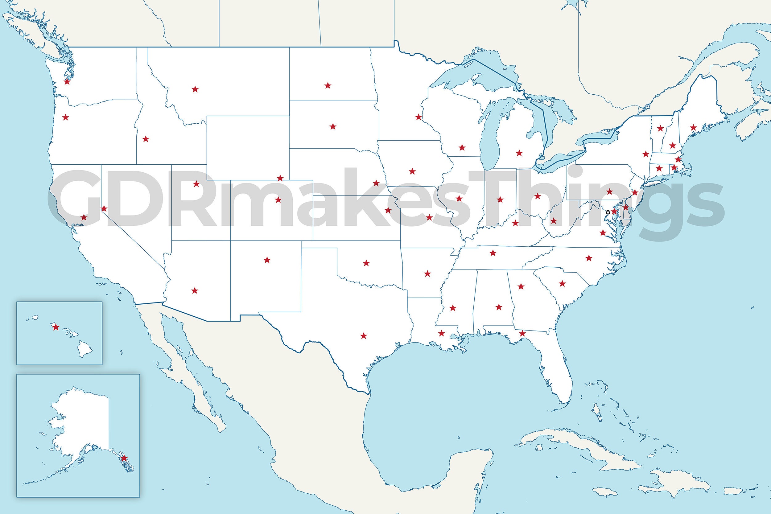 Blank Map of the United States for Education/learning - Etsy