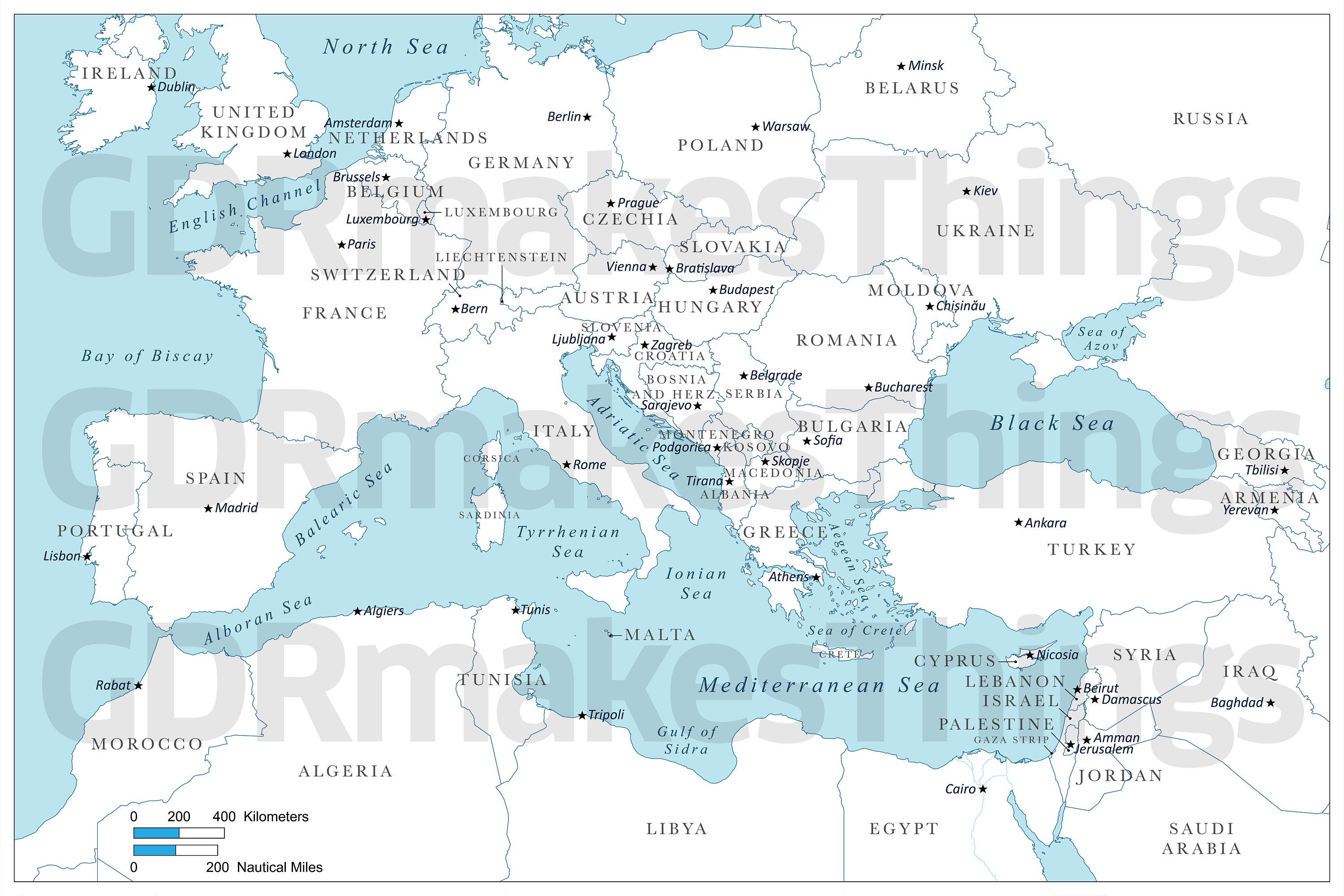 High Resolution Digital Color Map of the Mediterranean Sea and ...