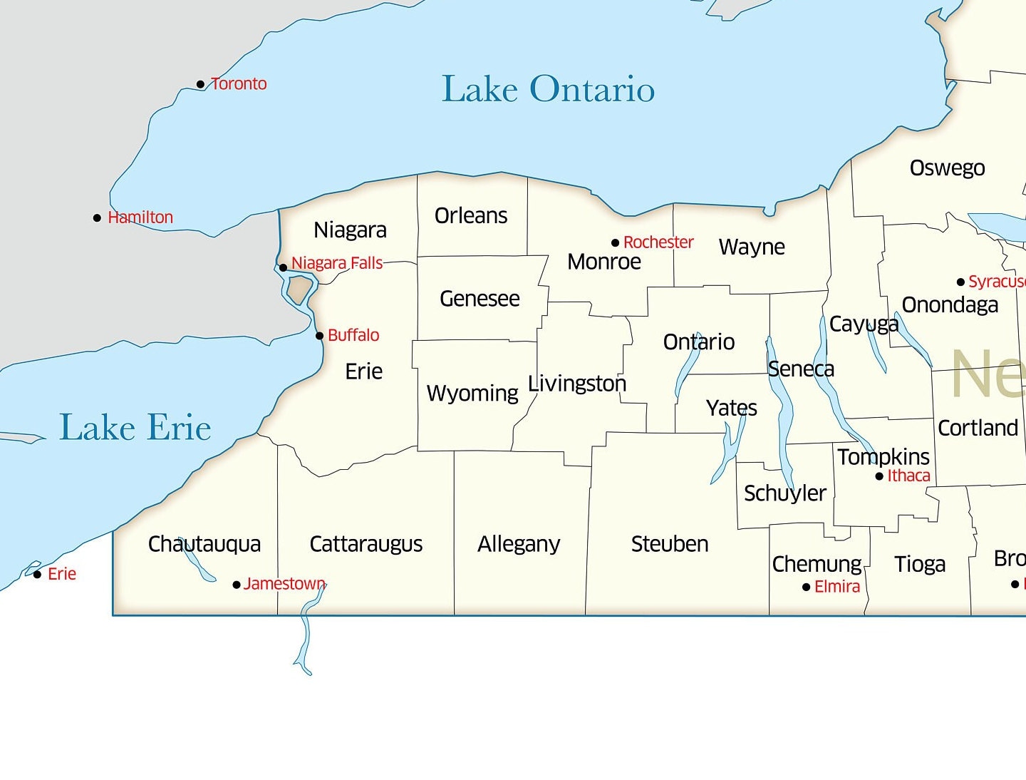 High Resolution Digital Color Map of the Counties of the State of New ...
