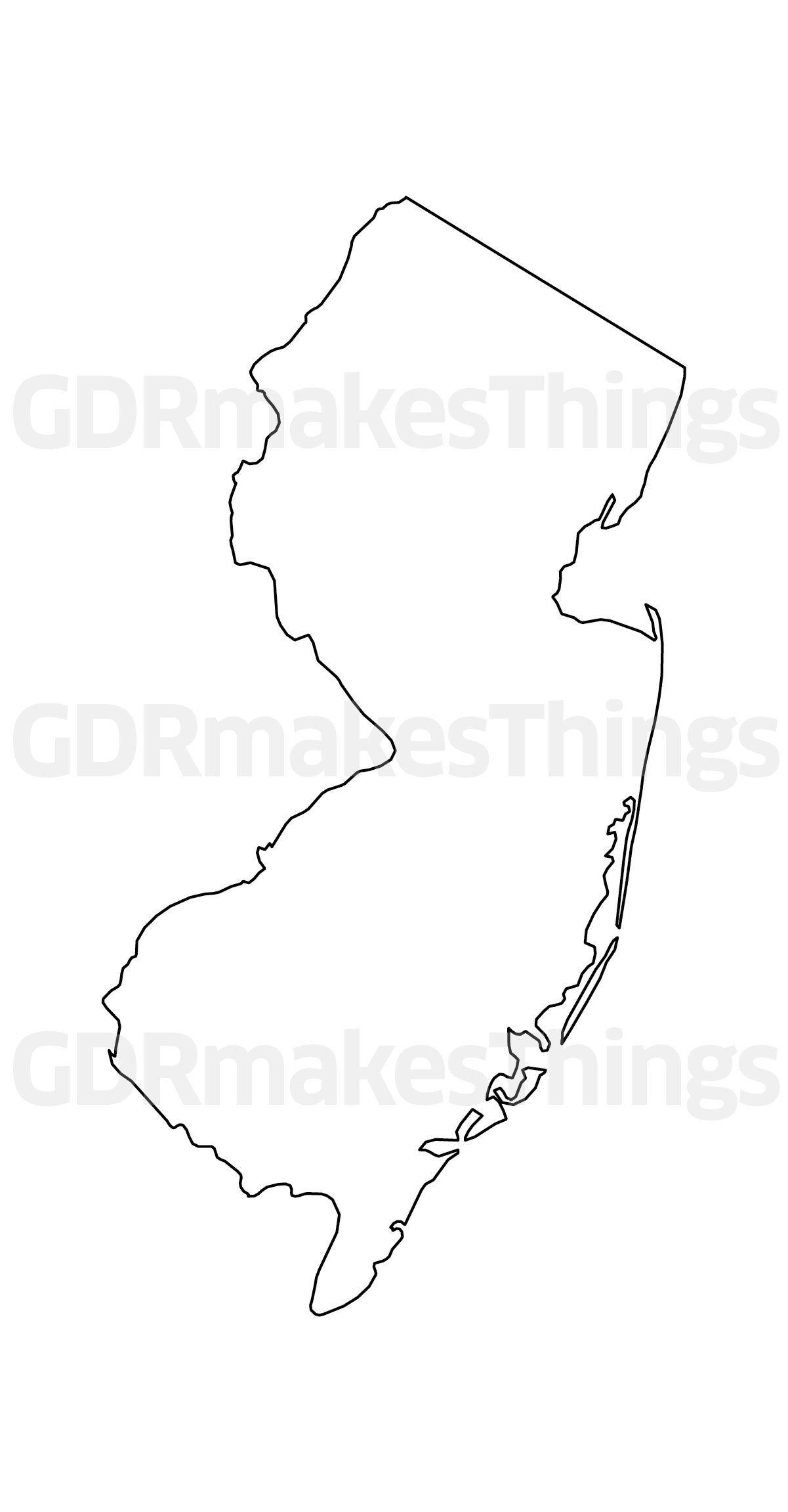 New Jersey State Shape - Instant Digital Download Includes B/W Versions ...