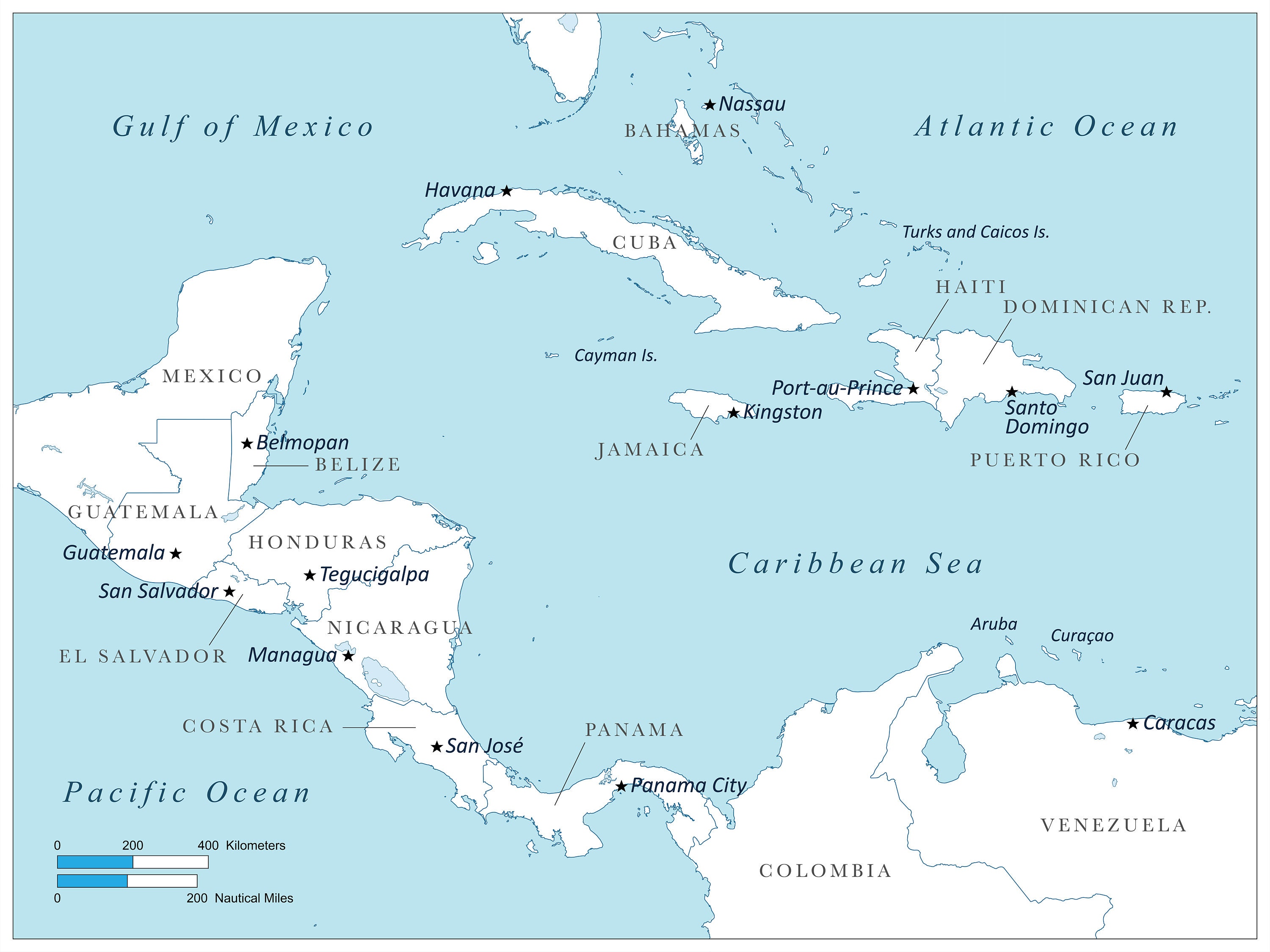 Digital Map of Central America and the Caribbean High-resolution Maps ...