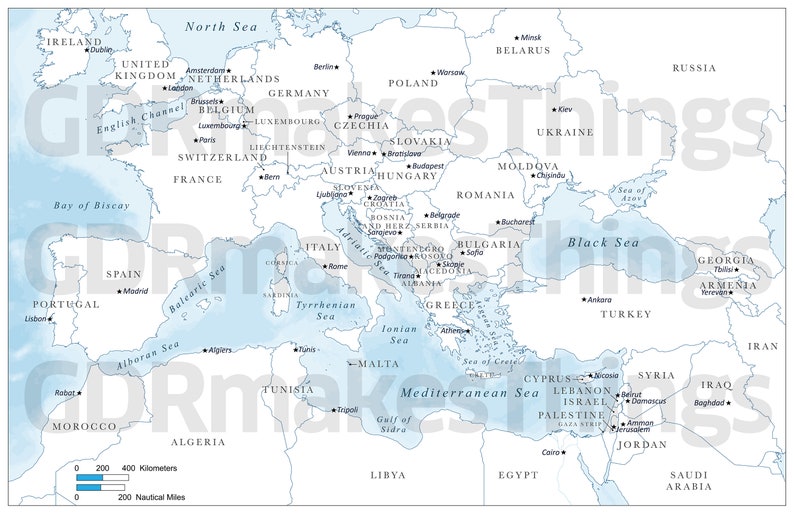 High Resolution Digital Color Map of the Mediterranean Sea and ...