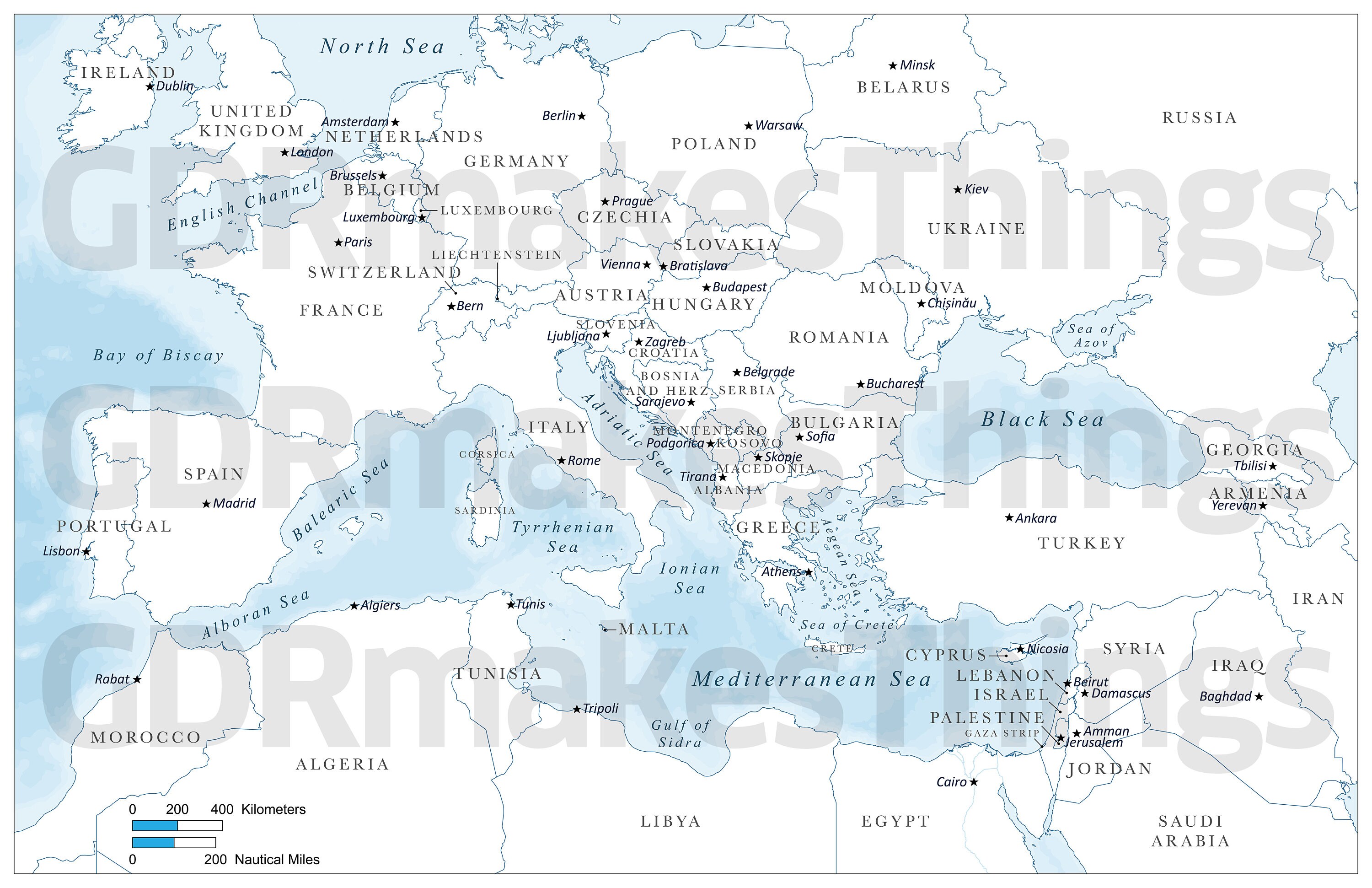 High Resolution Digital Color Map of the Mediterranean Sea and ...